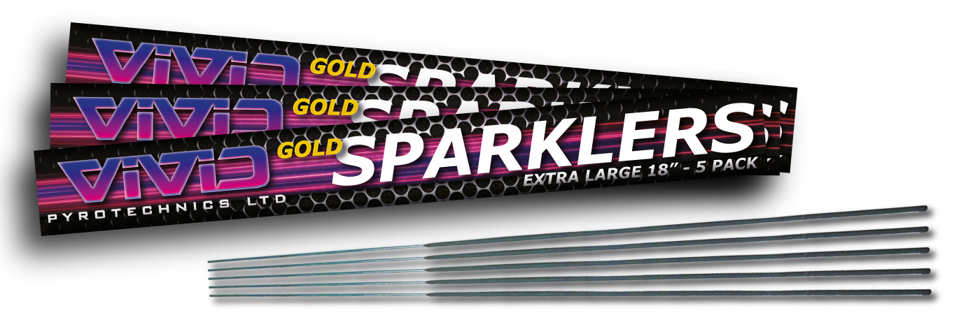 Vivid Pyrotechnics 18" Gold Sparkler (5pk) - Rocketman Fireworks